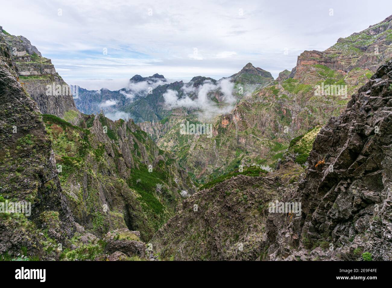 Cloud covered mountain landscape on Madeira island Stock Photo - Alamy