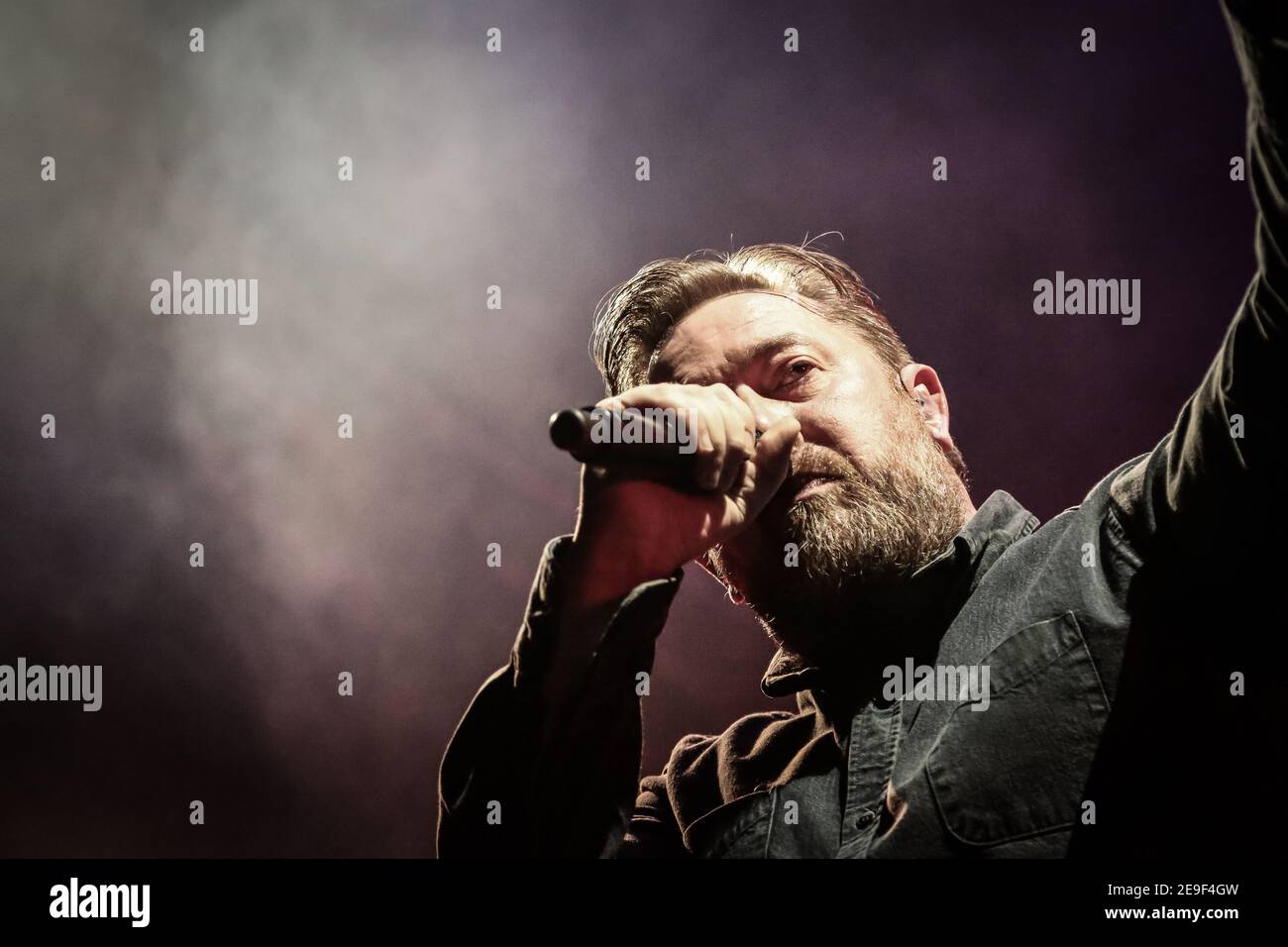 Guy Garvey of Elbow performing live on stage at the O2 Arena in London ...