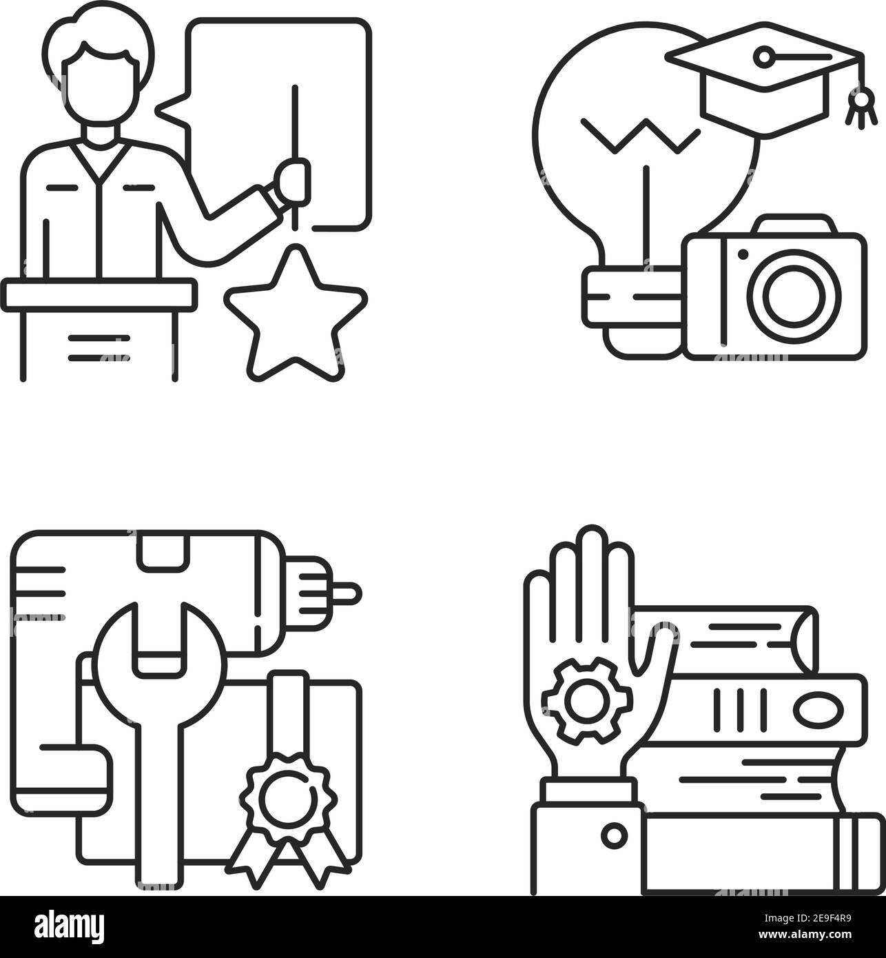 Simple line art illustration presenter Stock Vector Images - Alamy