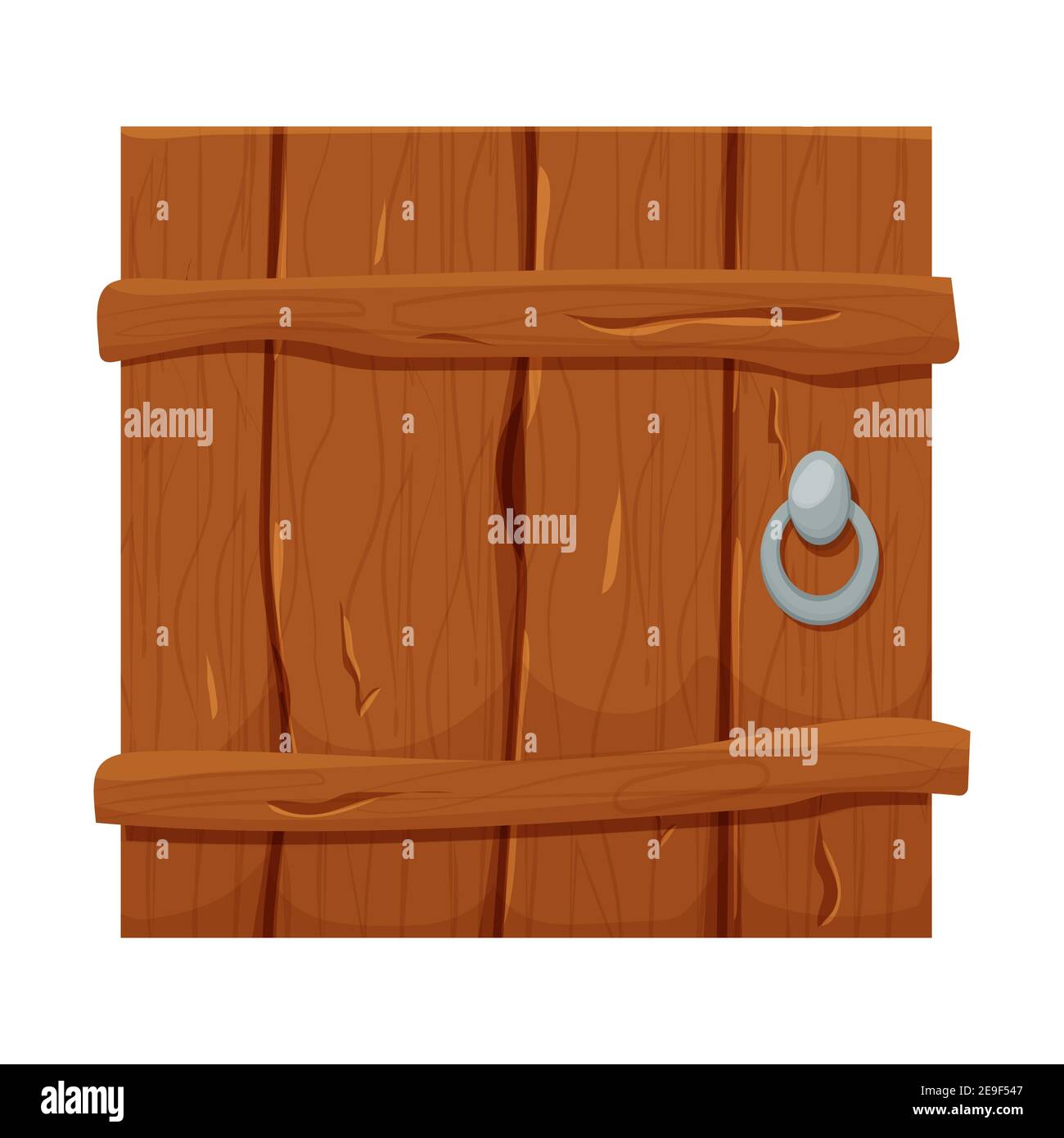 Wooden door in cartoon style, comic isolated on white background ...