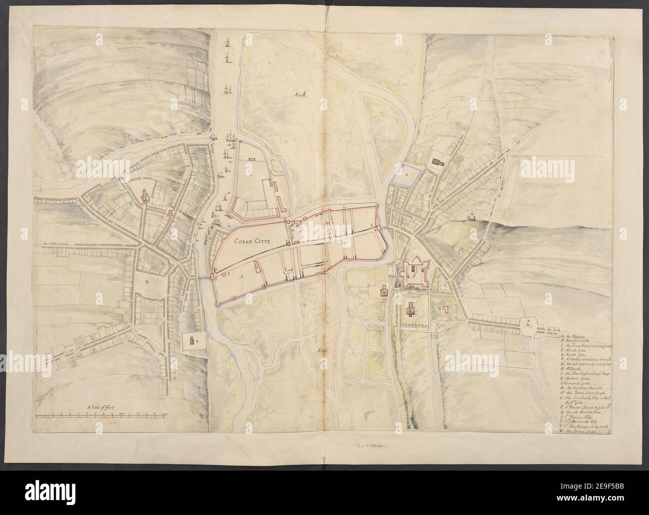 A drawn plan of the City of Cork and Suburbs. Map information: Title: A ...