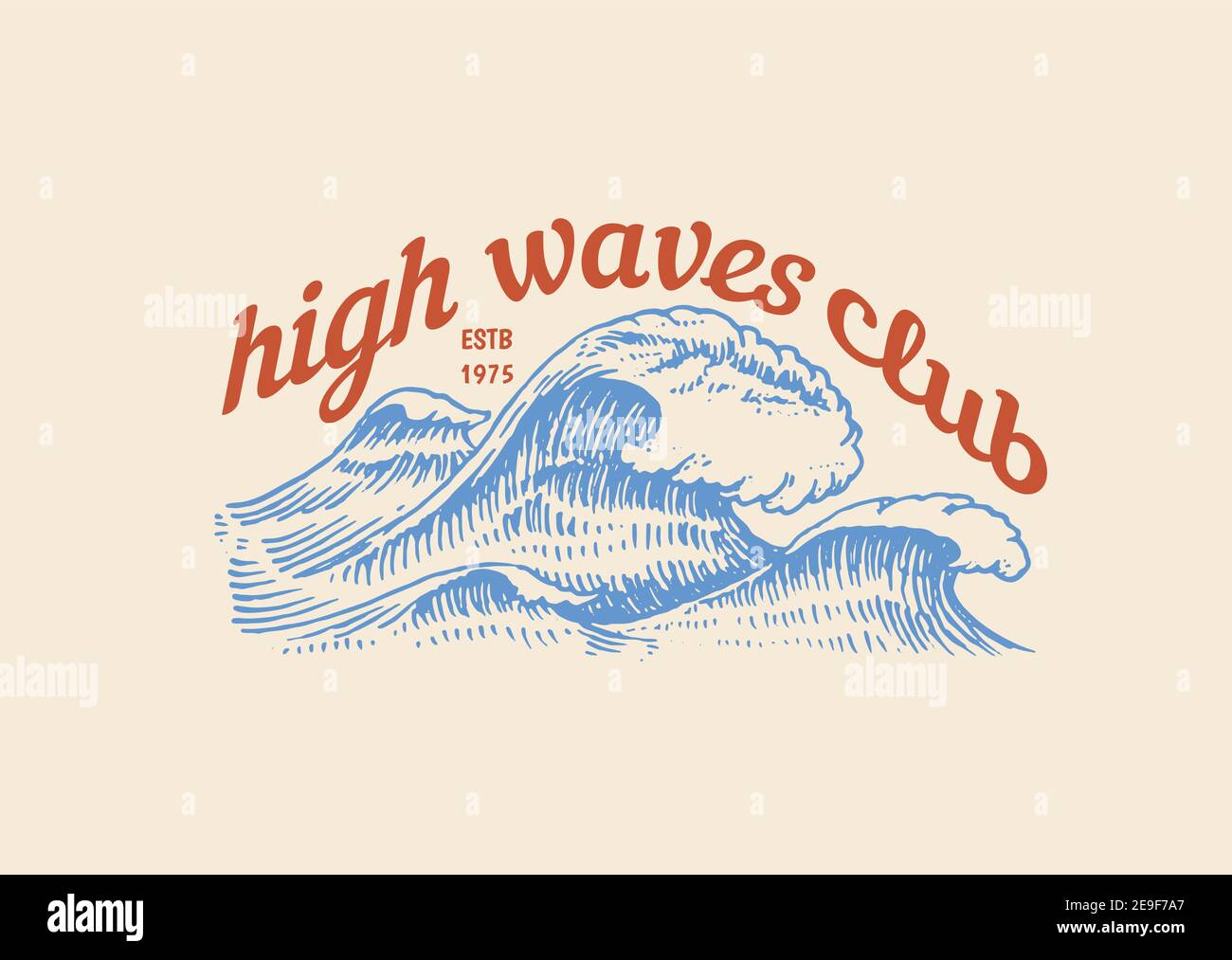 Atlantic tidal waves. Vintage old engraved hand drawn label. Marine and ...