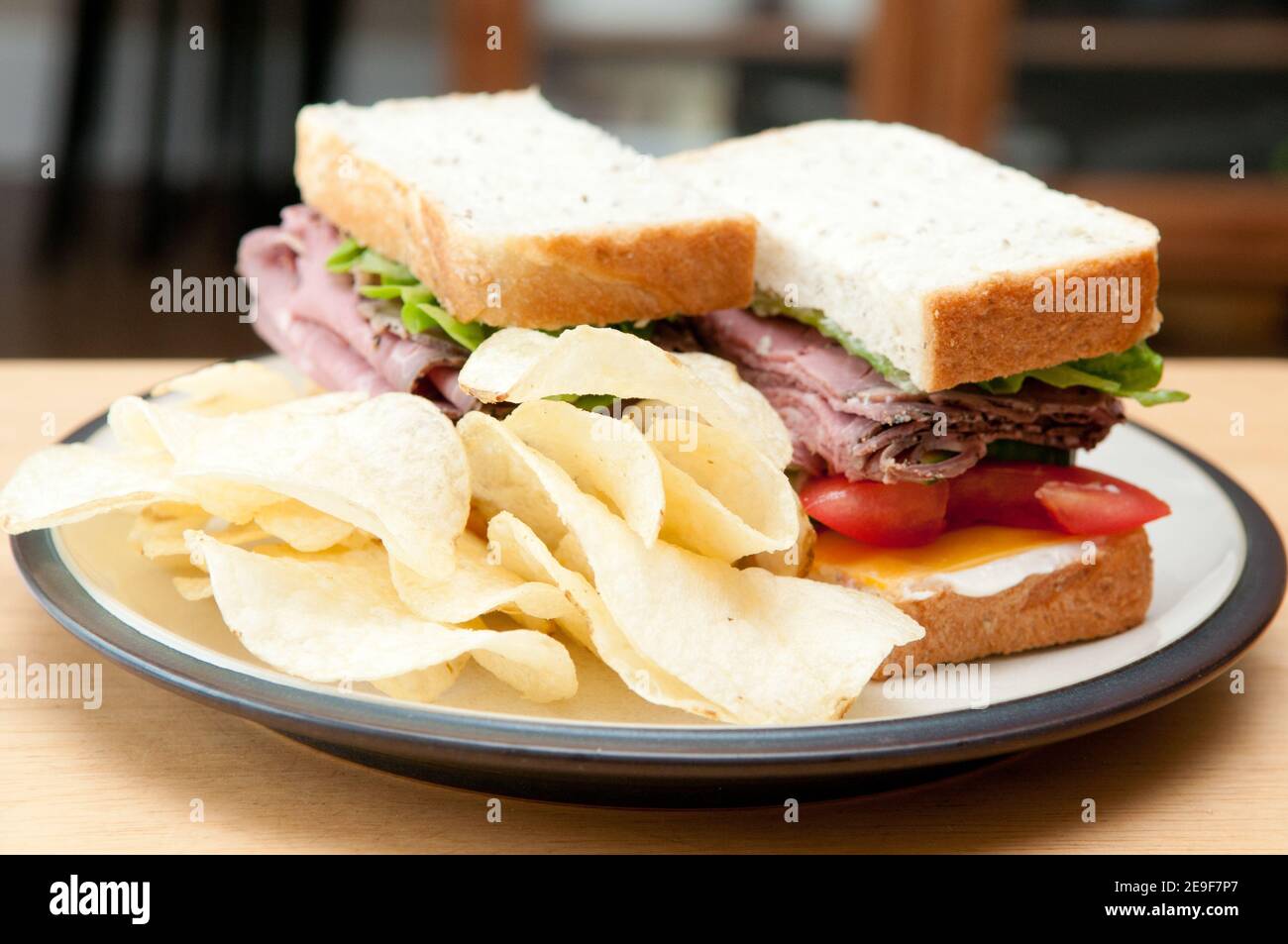 roast beef sandwich and chips Stock Photo - Alamy
