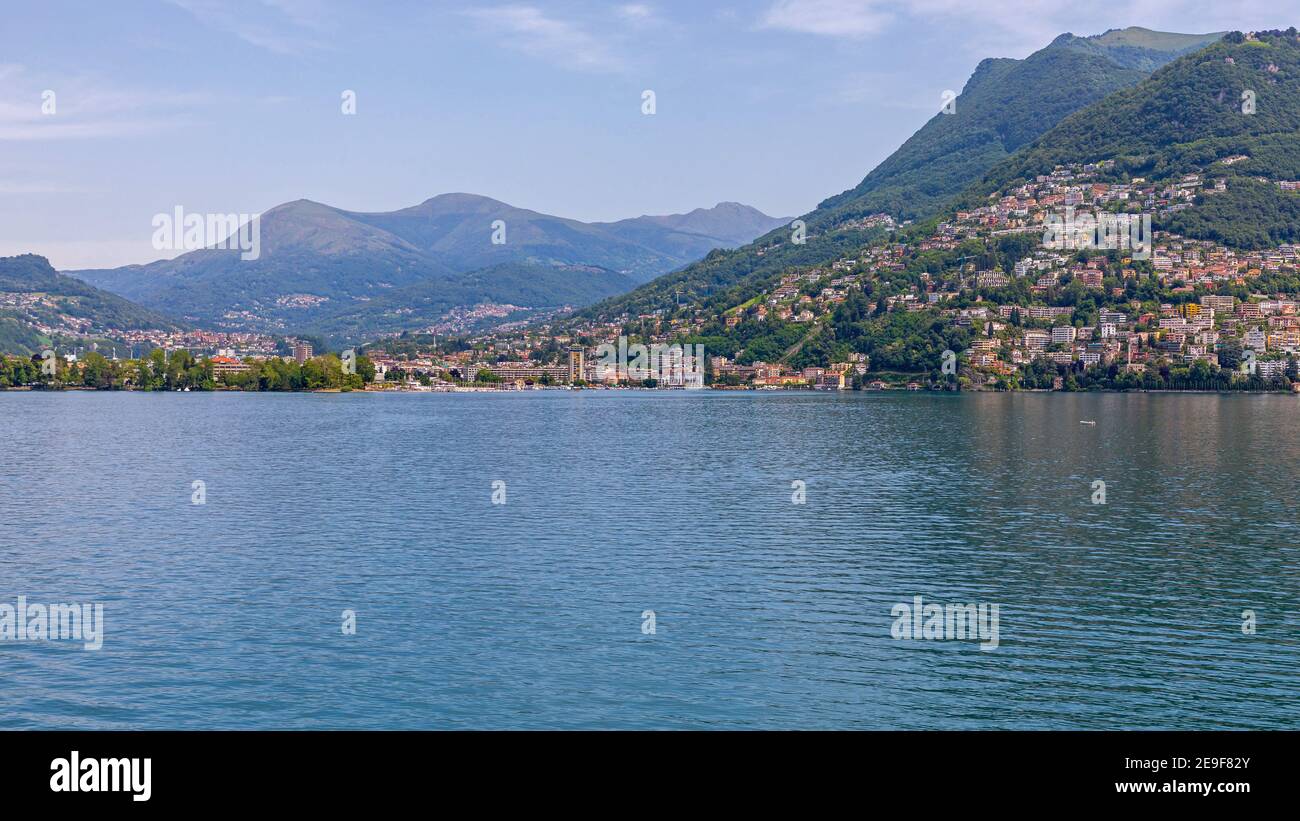 Lugano City at Lake in Switzerland Landscape Stock Photo - Alamy