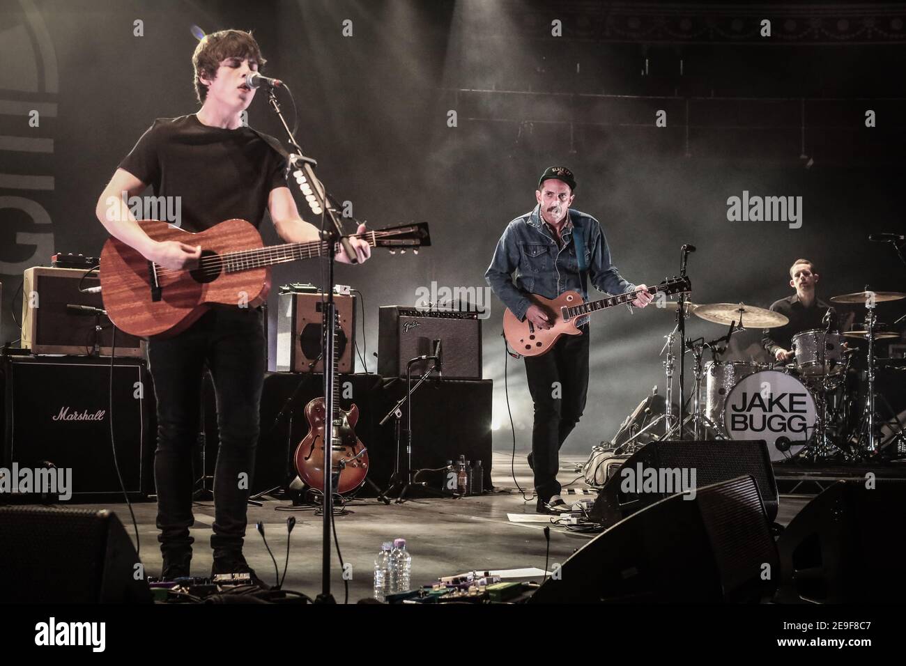 Jake Jugg performing live on stage at the Albert Hall, London, on ...