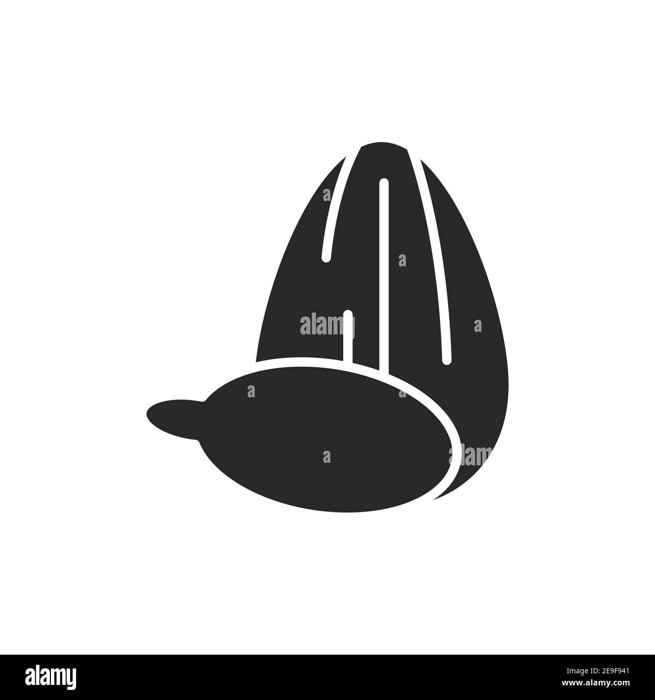 Sunflower seeds black glyph icon. Isolated vector element. Outline pictogram for web page ...