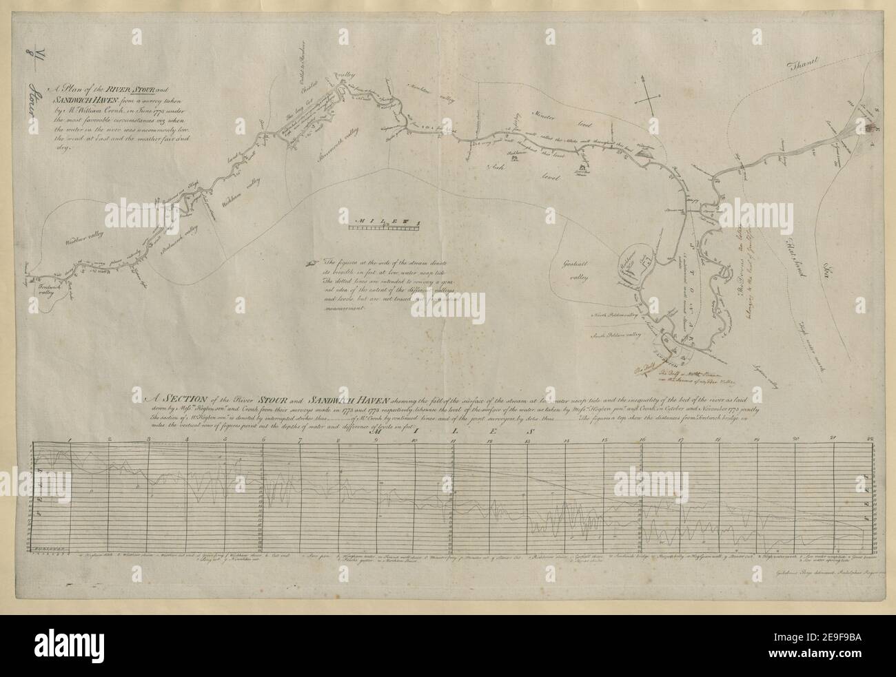A Plan of the River Stour and Sandwich Haven, Map information: Title: A ...