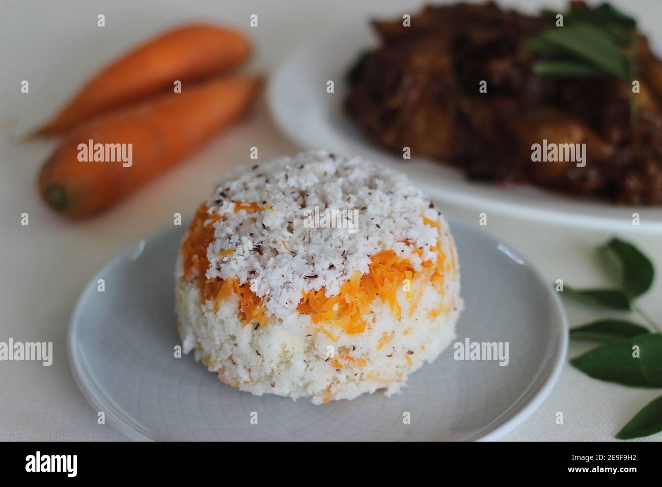 Carrot puttu, a variety of Kerala rice steam cake by adding shredded ...