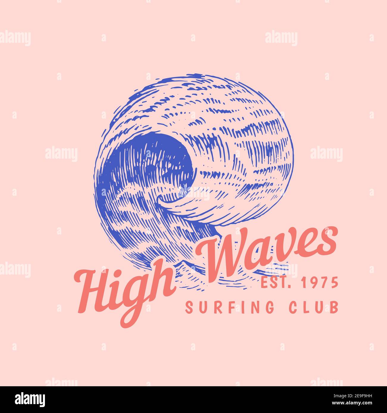 Atlantic tidal waves. Vintage old engraved hand drawn label. Marine and ...