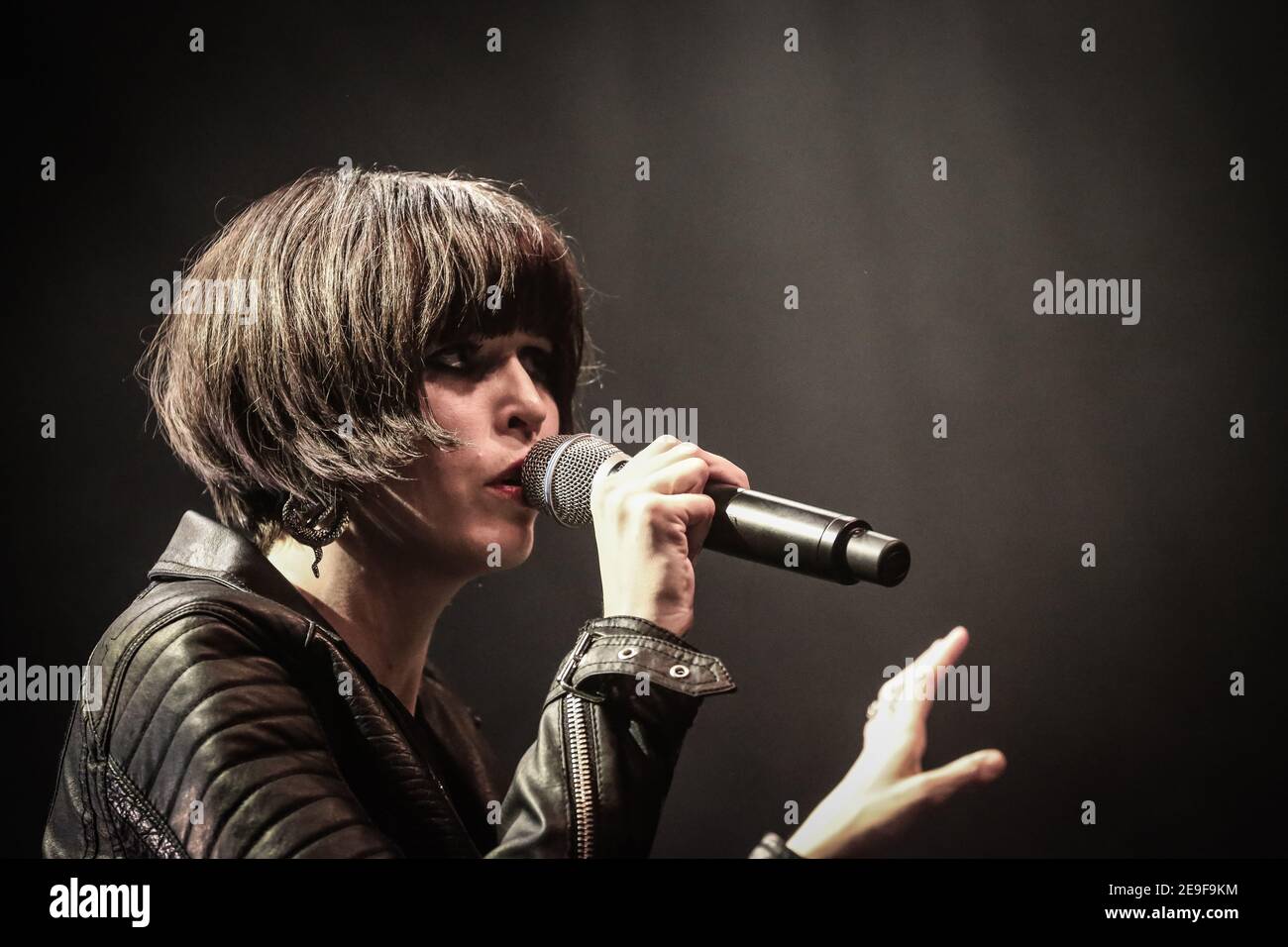Hayley Mary of The Jezabels performing live on stage at the Shepherds ...