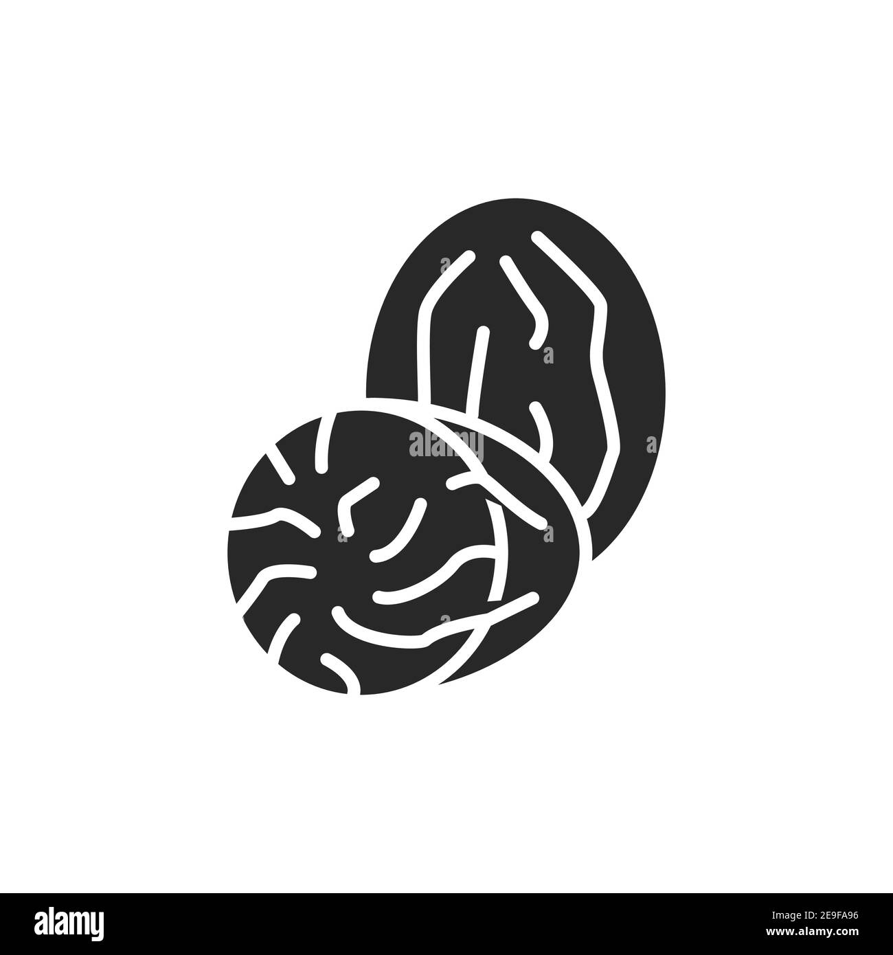 Nutmeg black glyph icon. Isolated vector element. Outline pictogram for ...