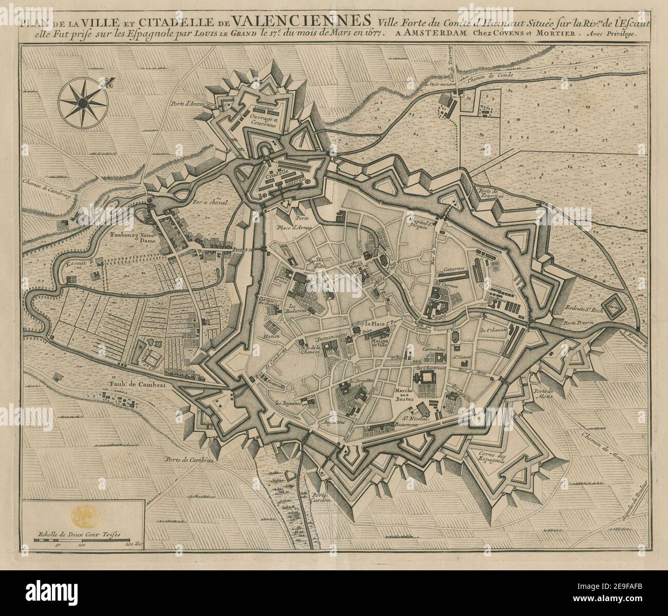 PLAN DE LA VILLE ET CITADELLE DE VALENCIENNES Map information: Title ...
