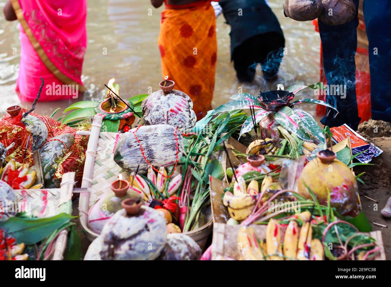 Offerings for the annual ritual of Chhath Puja Stock Photo - Alamy