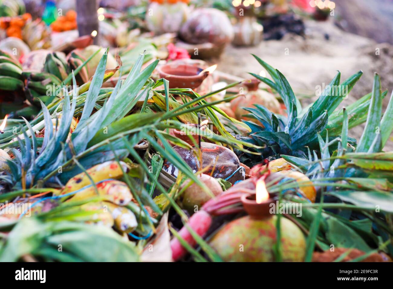 Offerings for the annual ritual of Chhath Puja Stock Photo - Alamy