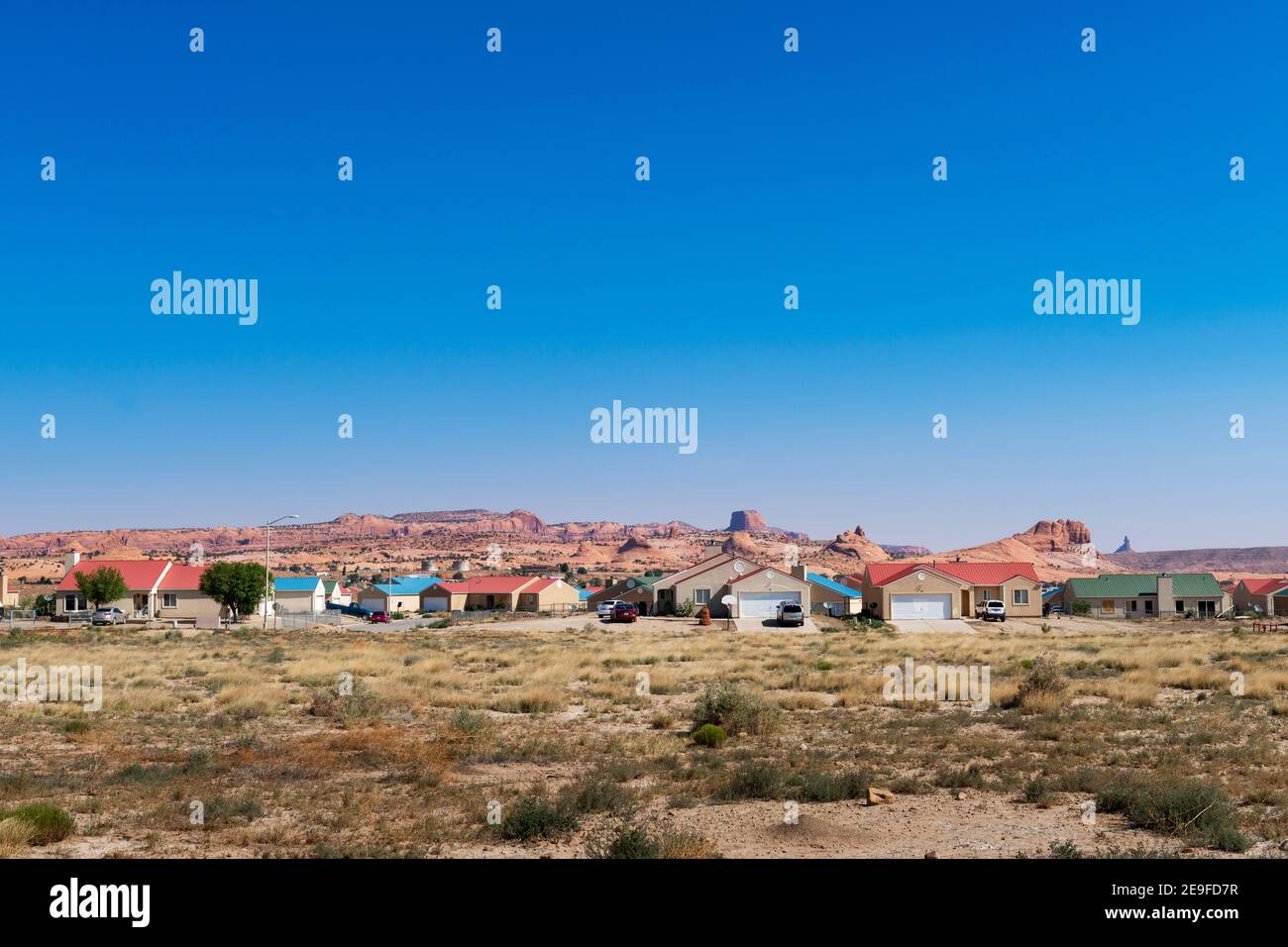 Kayenta, Arizona - July 17, 2014: View of a residential neighbourhood ...