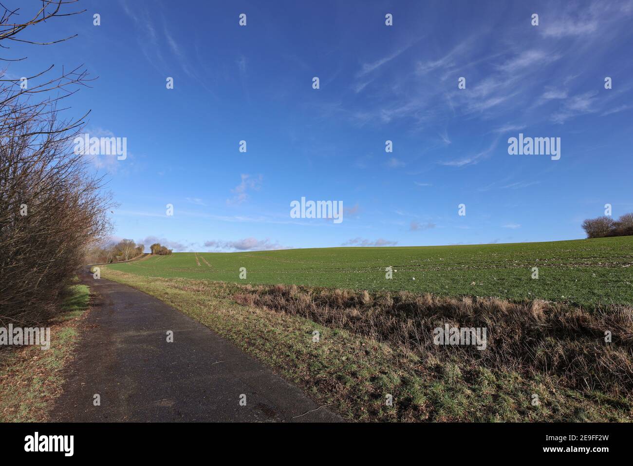 Spring landscape with arable land and meadows Stock Photo - Alamy