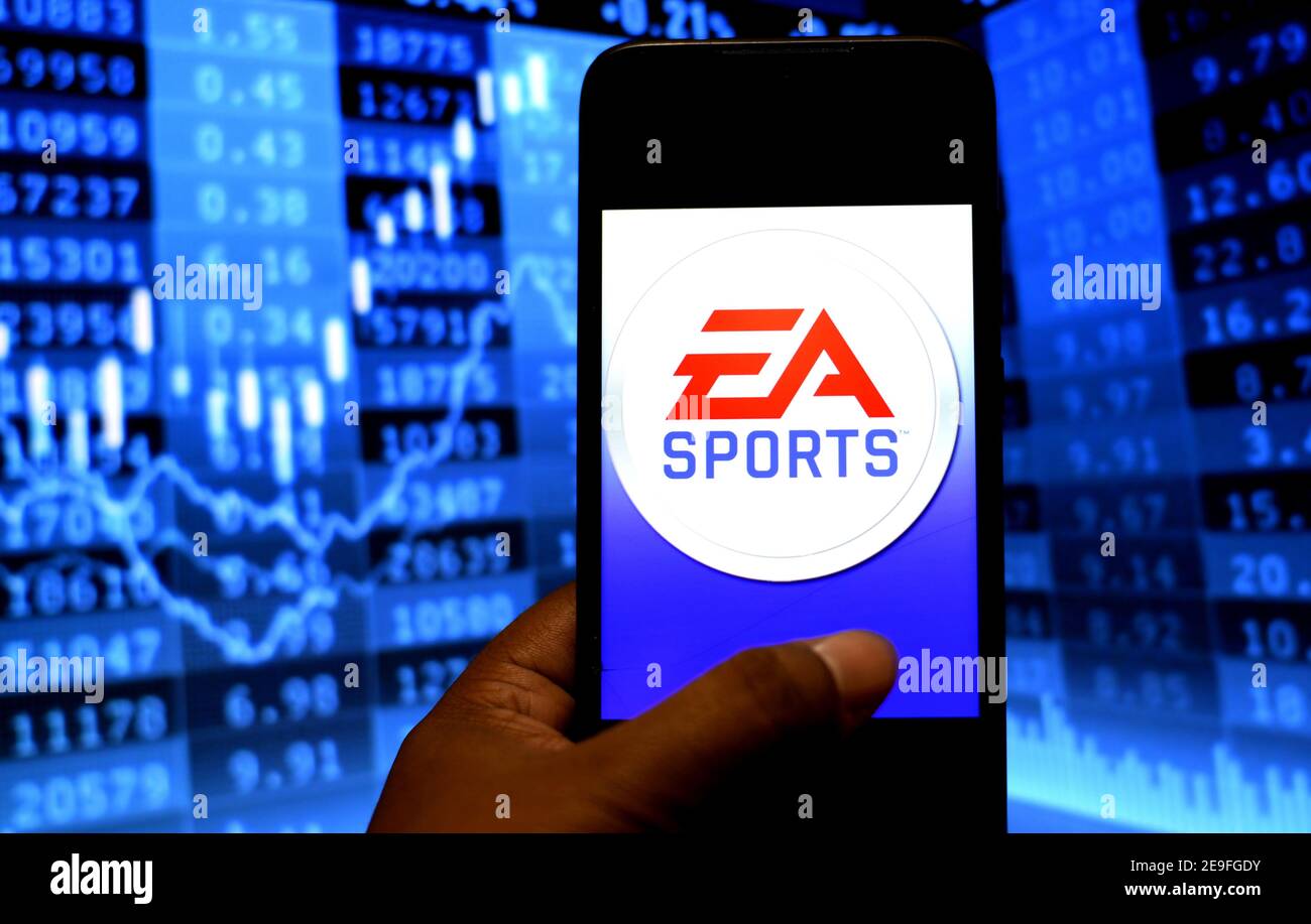 India. 4th Feb, 2021. In this photo illustration an EA Sports logo seen ...