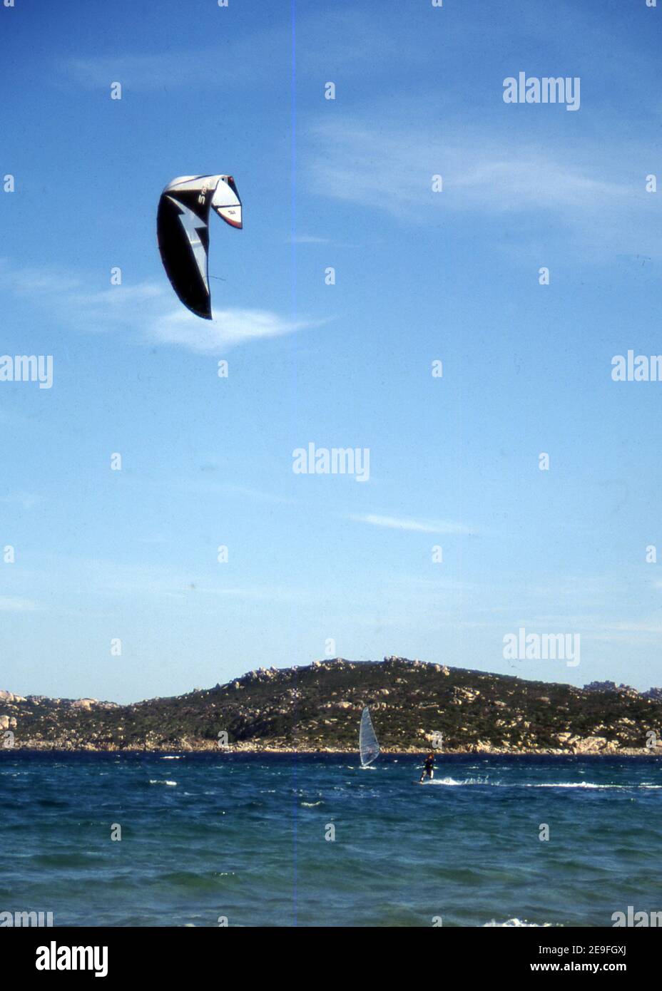 Kate-surf in Porto Pollo bay, Sardinia, Italy (scanned from colorslide ...