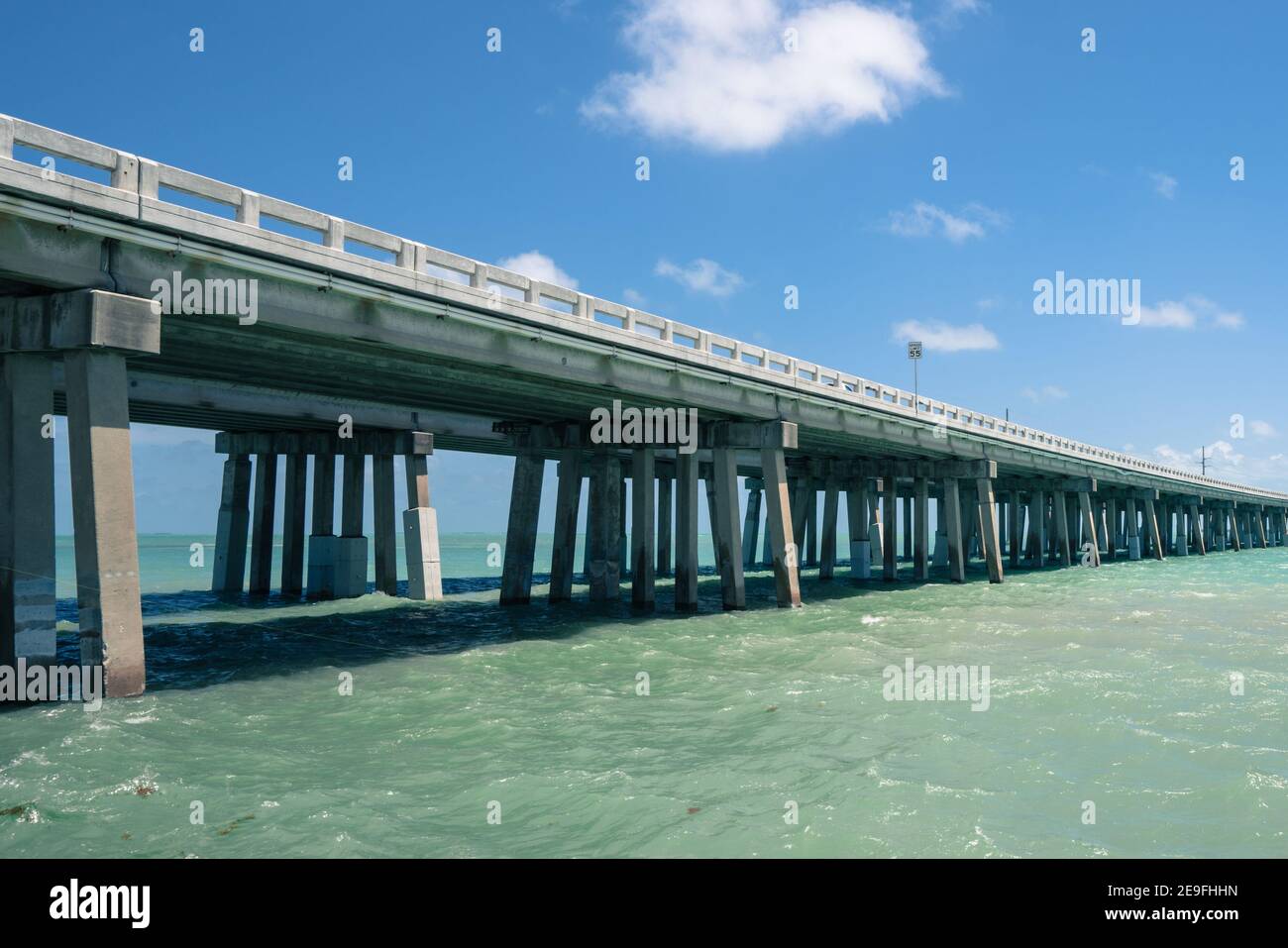 Concrete bridge across the Atlantic ocean in Florida Keys on a ...