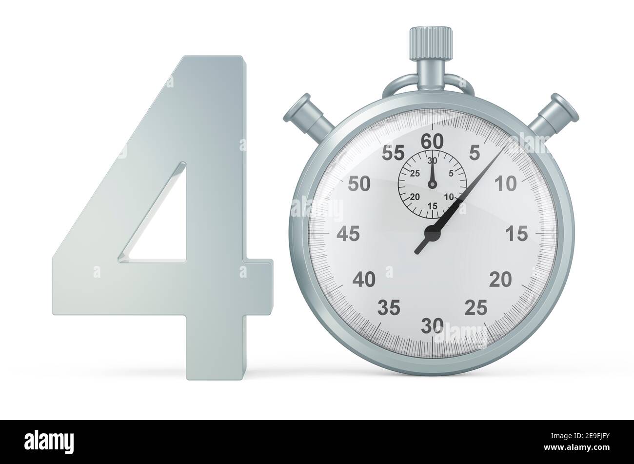 40 number with stopwatch. 3D rendering isolated on white background ...