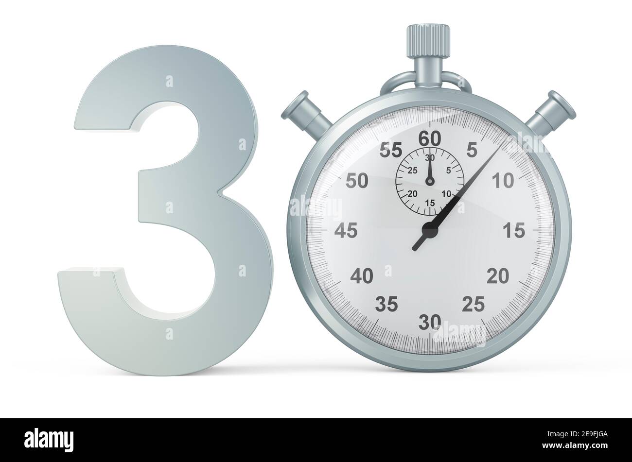 30 number with stopwatch. 3D rendering isolated on white background ...