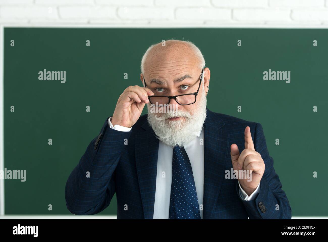 Academic success. Mature elegant professor with glasses. School ...