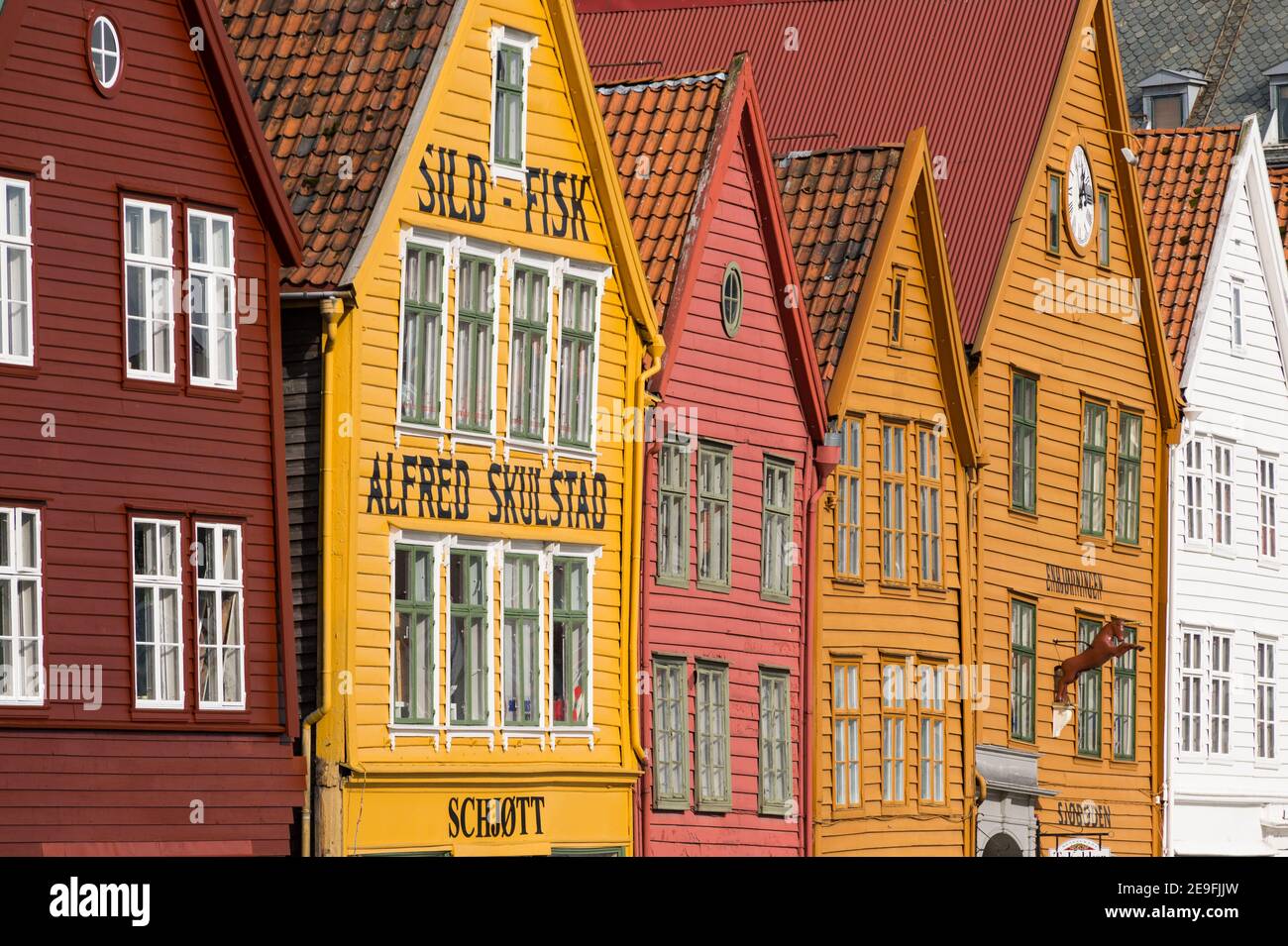 The historic wooden buildings of Bryggen, Bergen, Norway Stock Photo ...