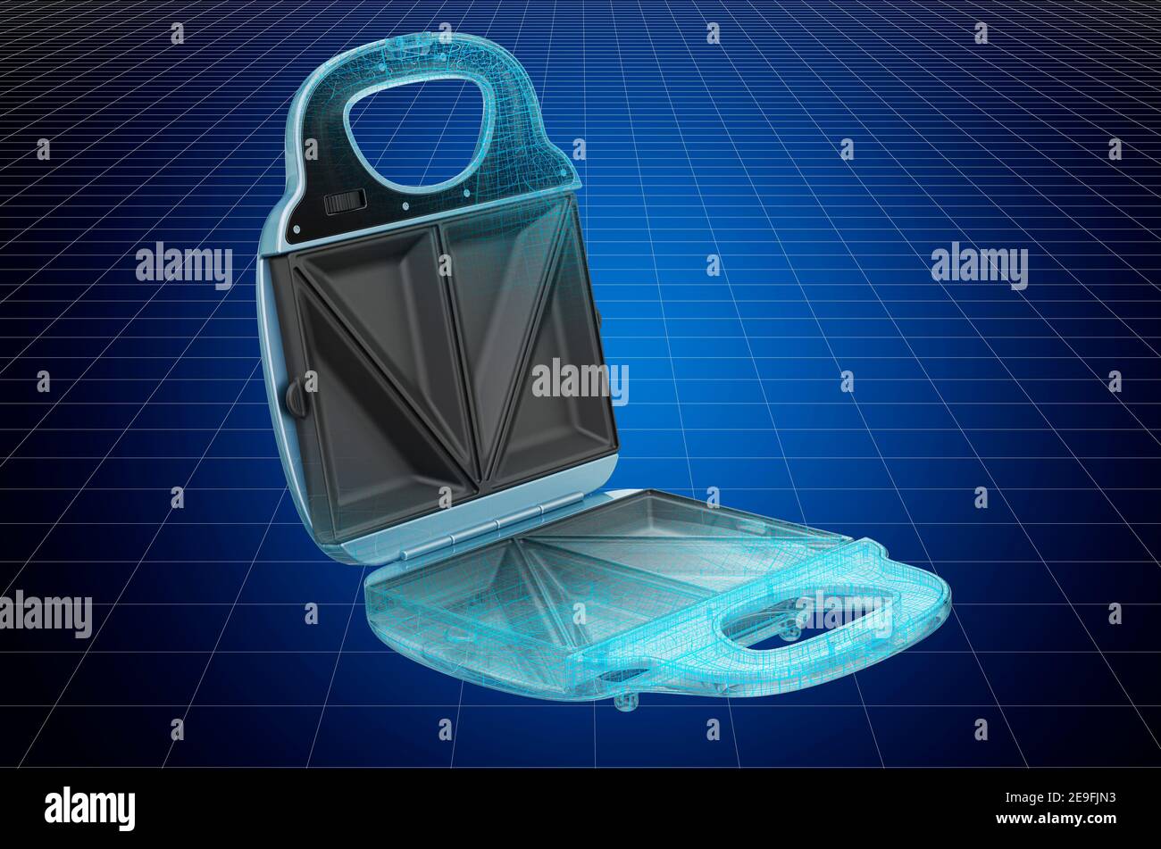 Visualization 3d cad model of sandwich toaster blueprint. 3D rendering ...