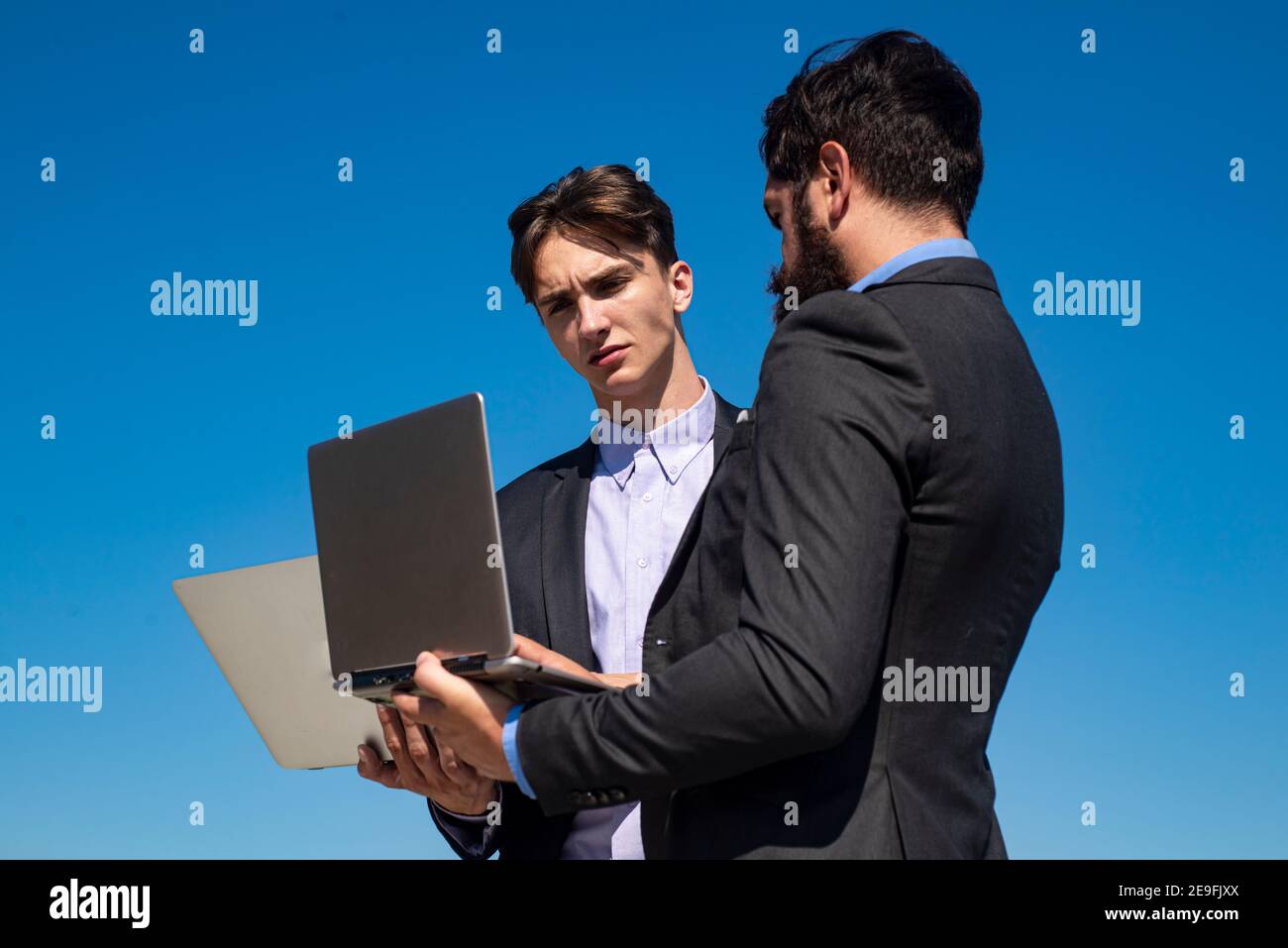Coworkers. Business teamwork concept. Team with laptop. Business people ...