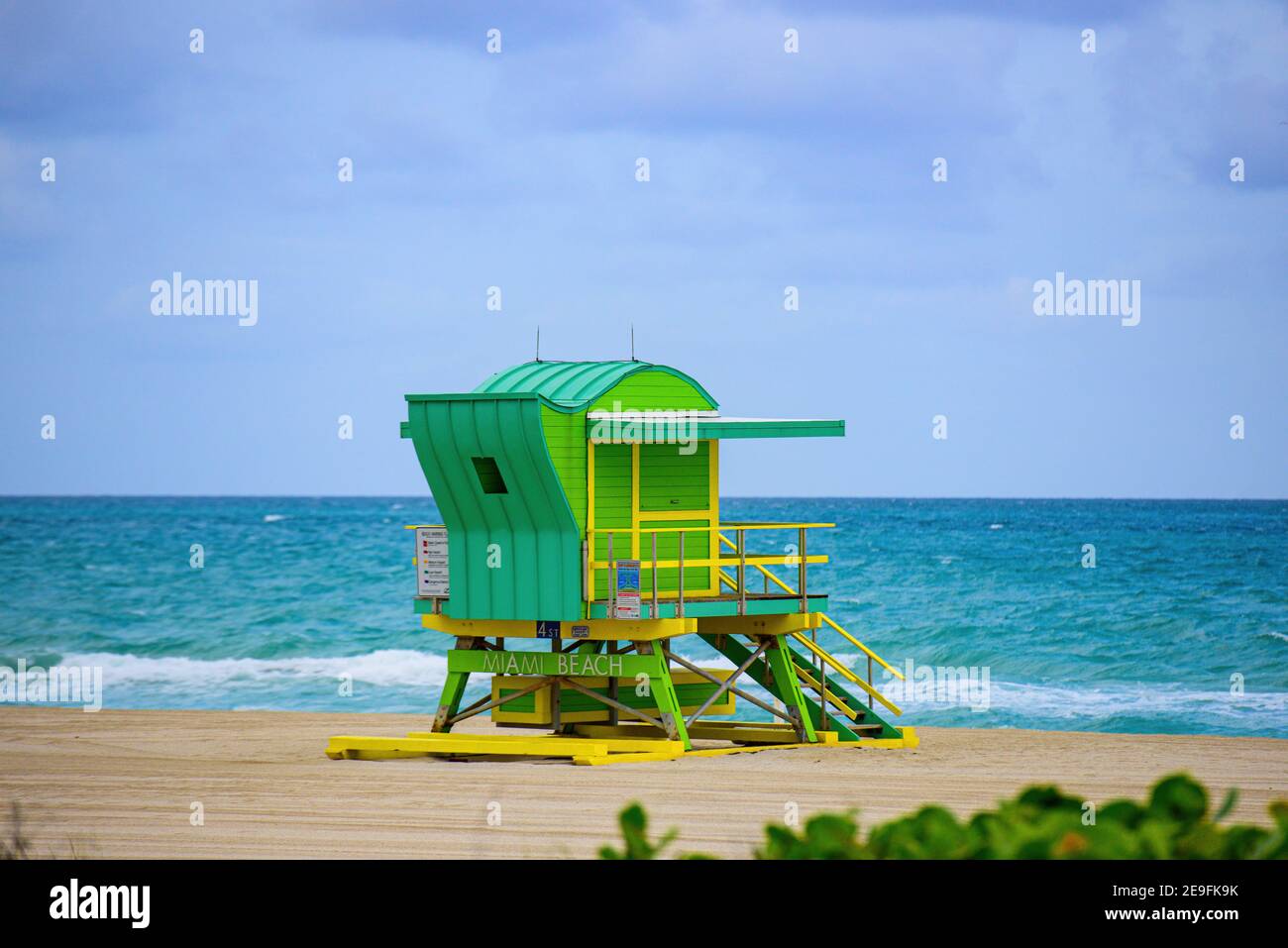 Travel holiday ocean location concept. Miami Beach Lifeguard Stand in ...