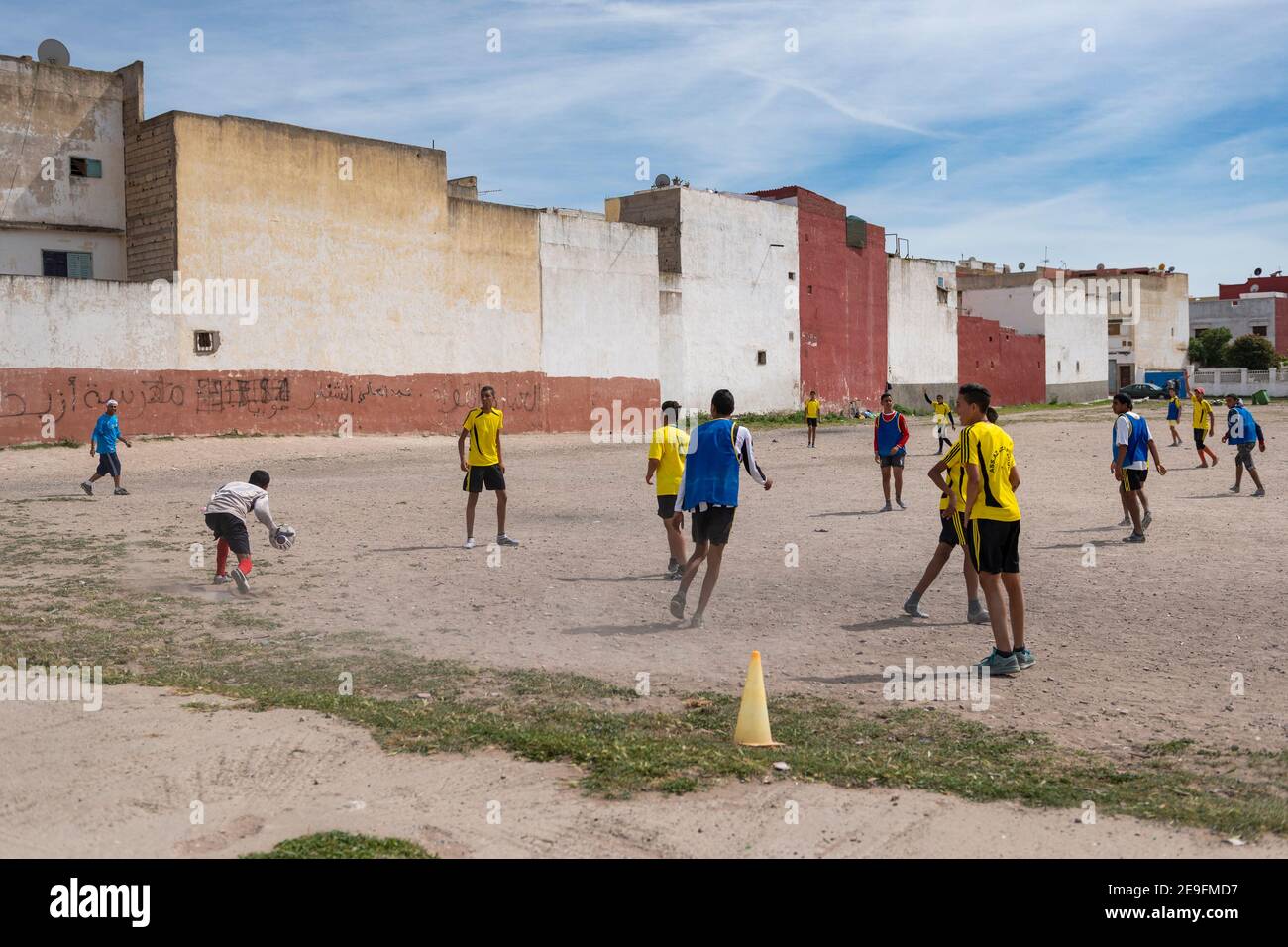Casablanca, Morocco - April 16, 2016: A group of young boys playing ...