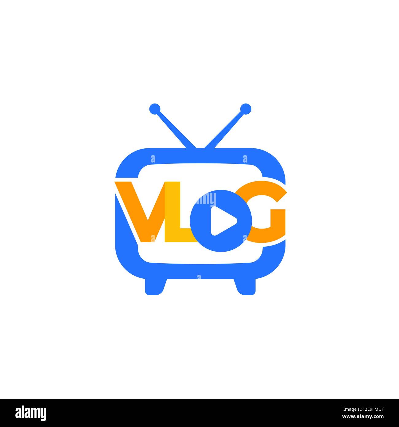 Vlog logo with retro tv, vector icon Stock Vector Image & Art - Alamy