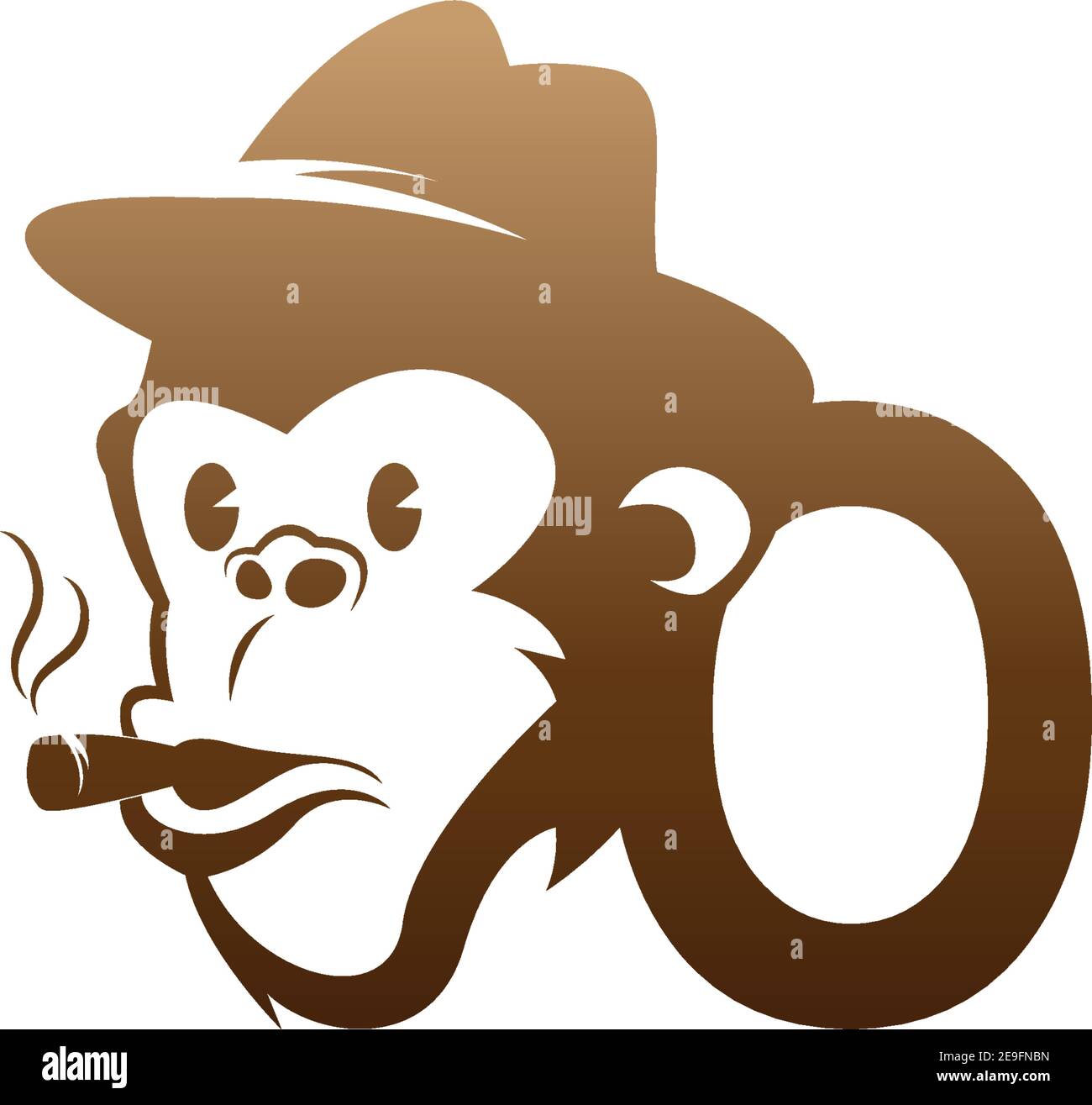 Monkey head icon logo with letter O template design illustration Stock ...