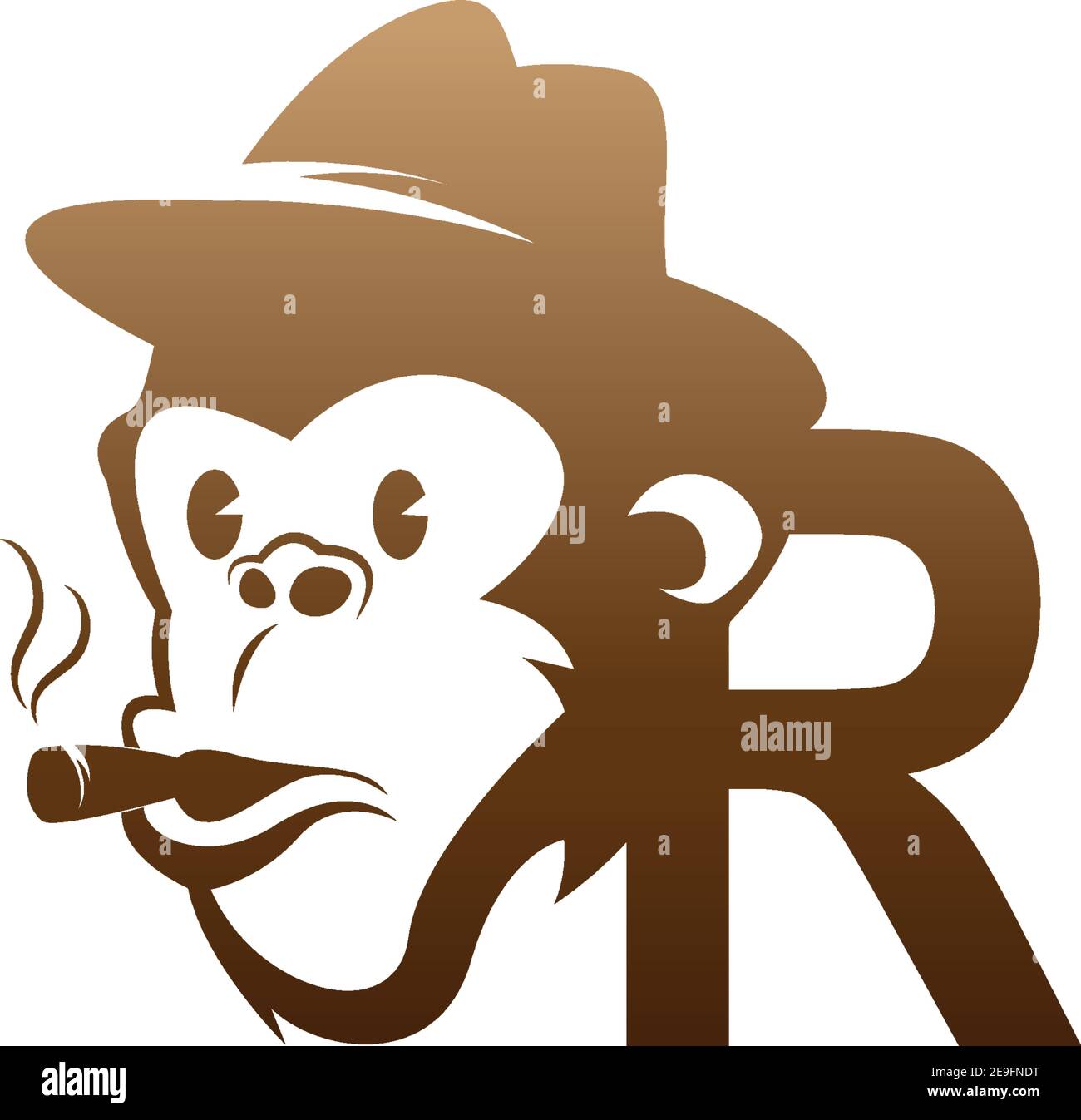 Monkey head icon logo with letter R template design illustration Stock ...