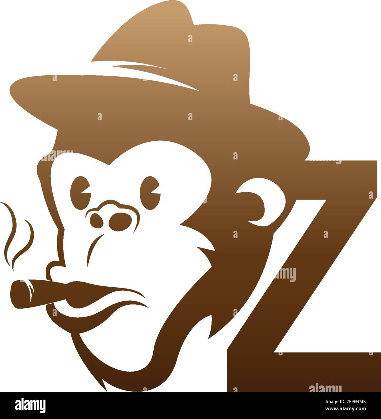 Monkey head icon logo with letter Z template design illustration Stock ...
