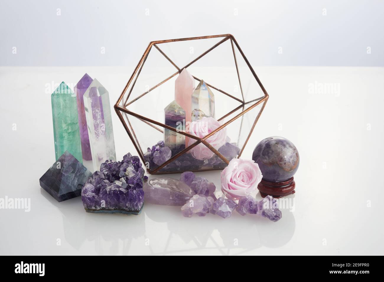 Healing gemstones crystals. Reiki, esoteric, relax and balance conept ...