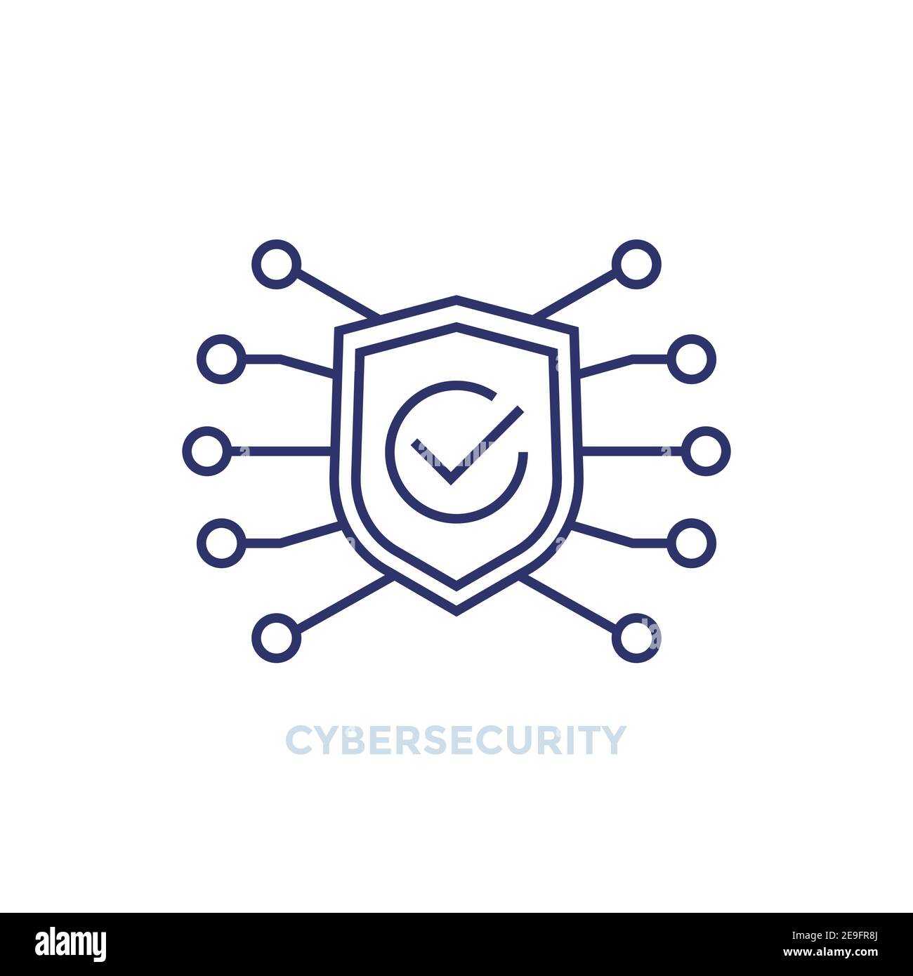 cyber security line icon with shield and checkmark Stock Vector Image ...