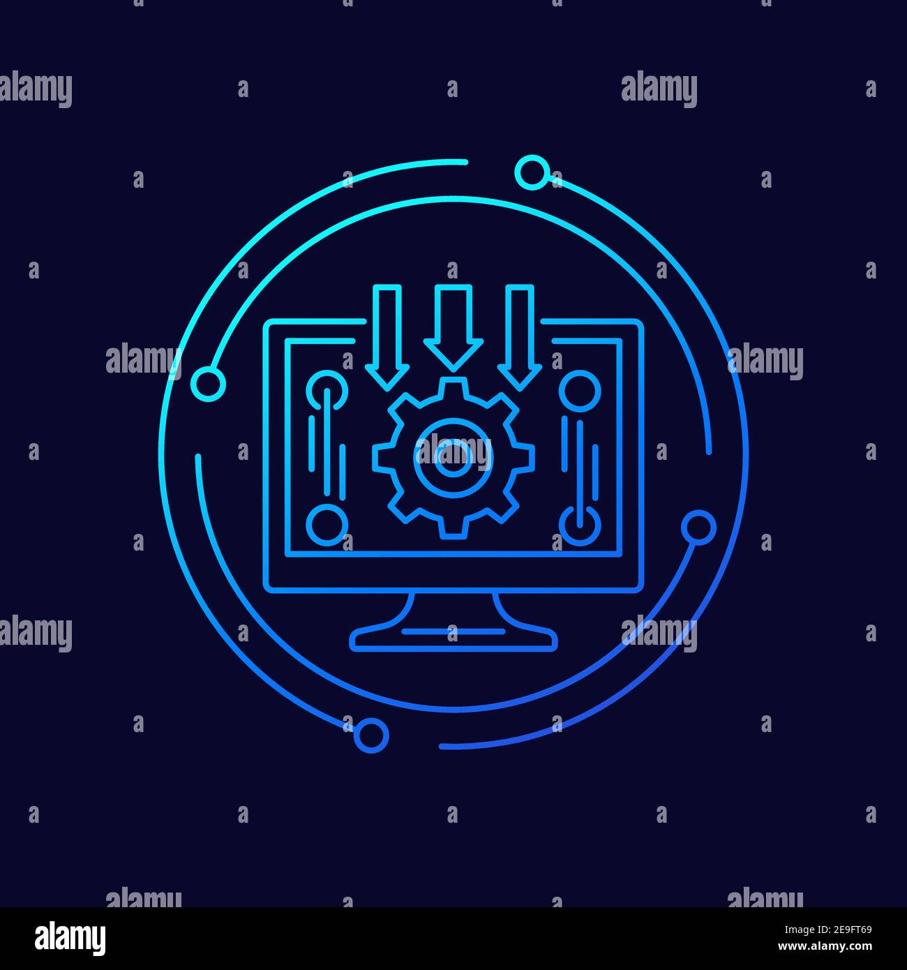 data processing icon with computer, line vector Stock Vector Image ... data processing icon with computer, line vector Stock Vector Image ...