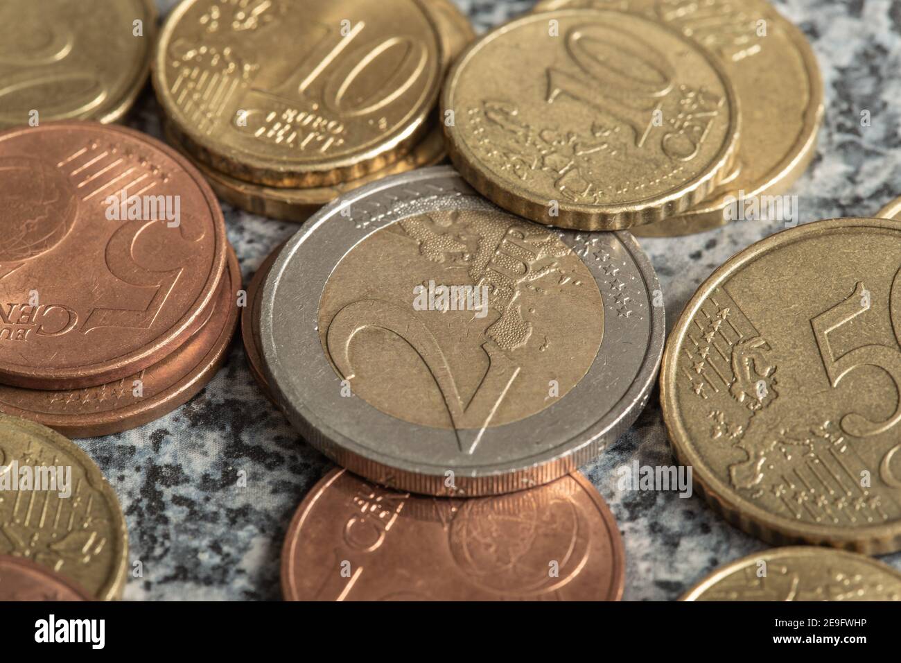 Closeup shot of a stack of euro coins Stock Photo - Alamy