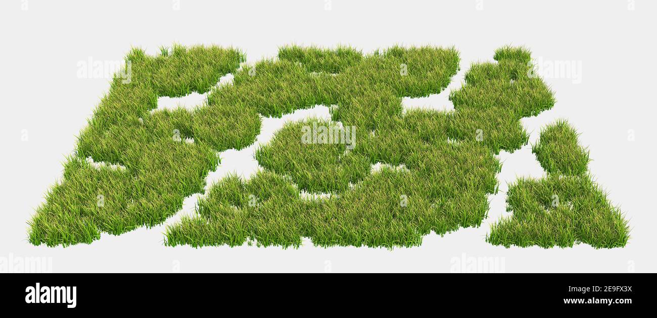 Banner grass field for composition isolated on background with mask. 3d ...