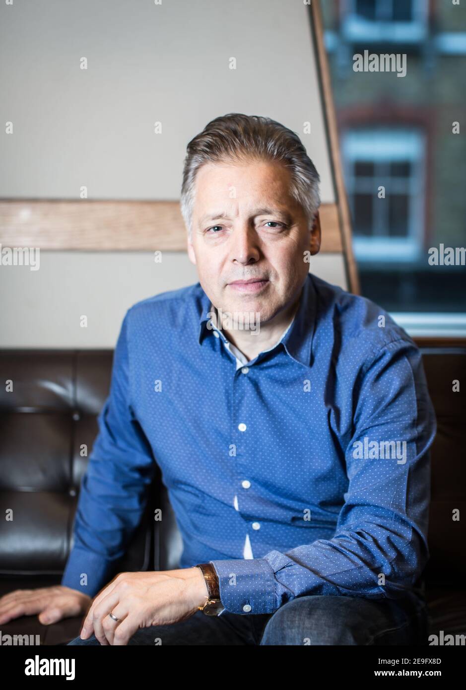 Portraits of Mark Goodier, founder and boss at Wise Buddah production ...