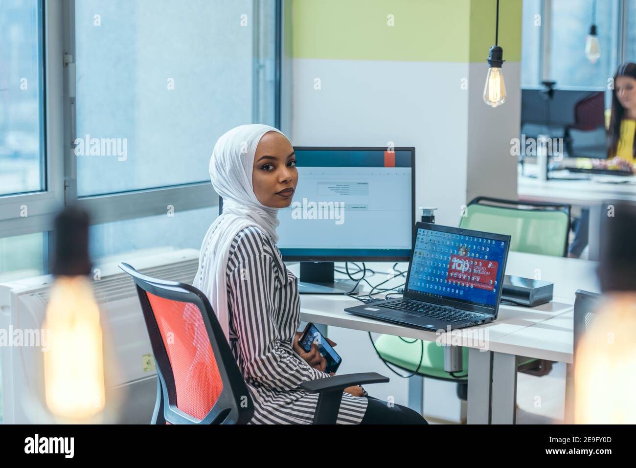 Business education and office concept. African American businesswoman ...