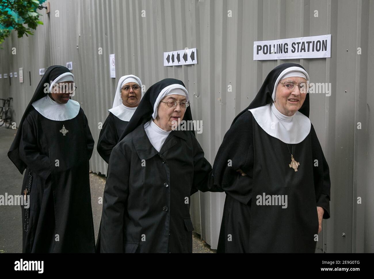 Benedictine nuns from the Tyburn convent, Hyde Park, London, leave a ...