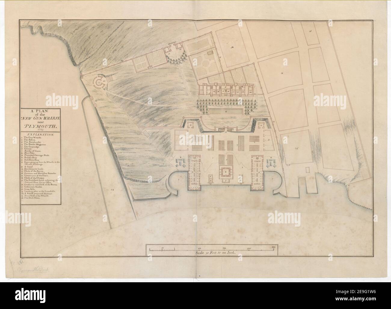 A PLAN of the NEW GUN WHARFE near PLYMOUTH. Map information: Title: A ...