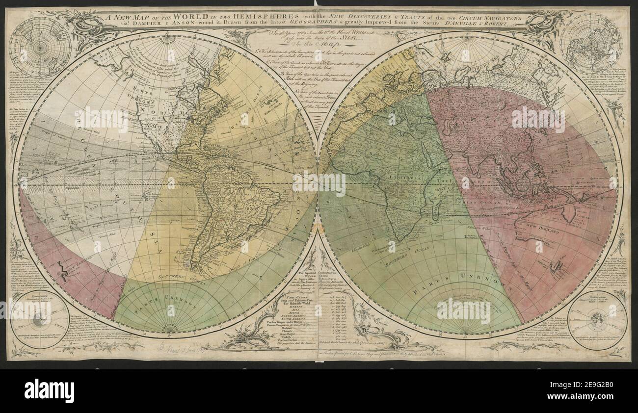 A New Map of the World, in two Hemispheres, with the New Discoveries ...