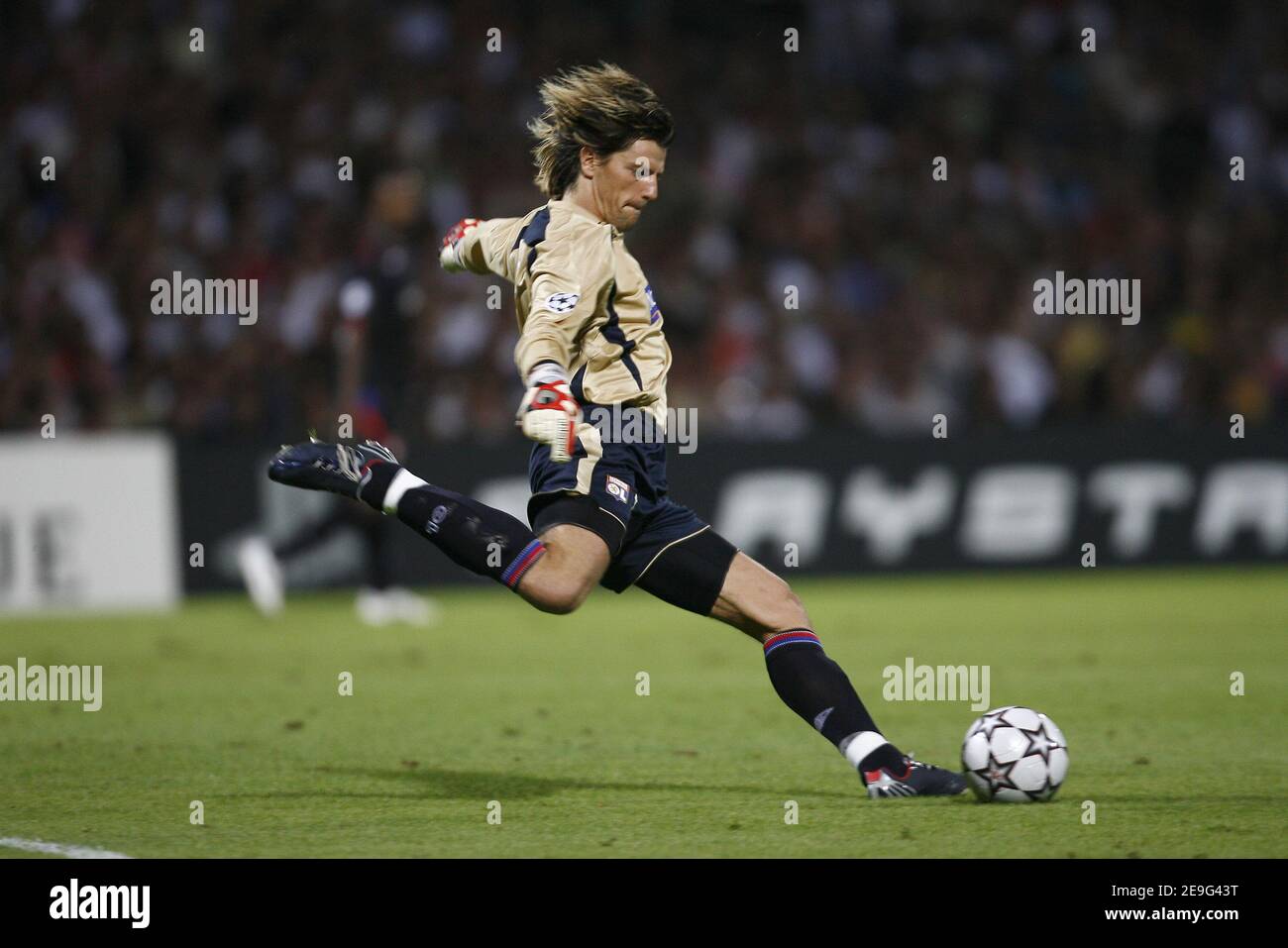 OL's goalkeeper Gregory Coupet in action during the UEFA Champions ...