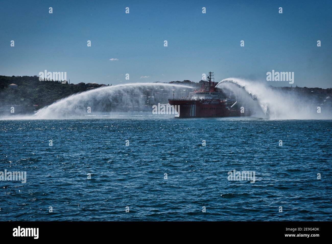 Baptism of a new ship in Istanbul Stock Photo - Alamy