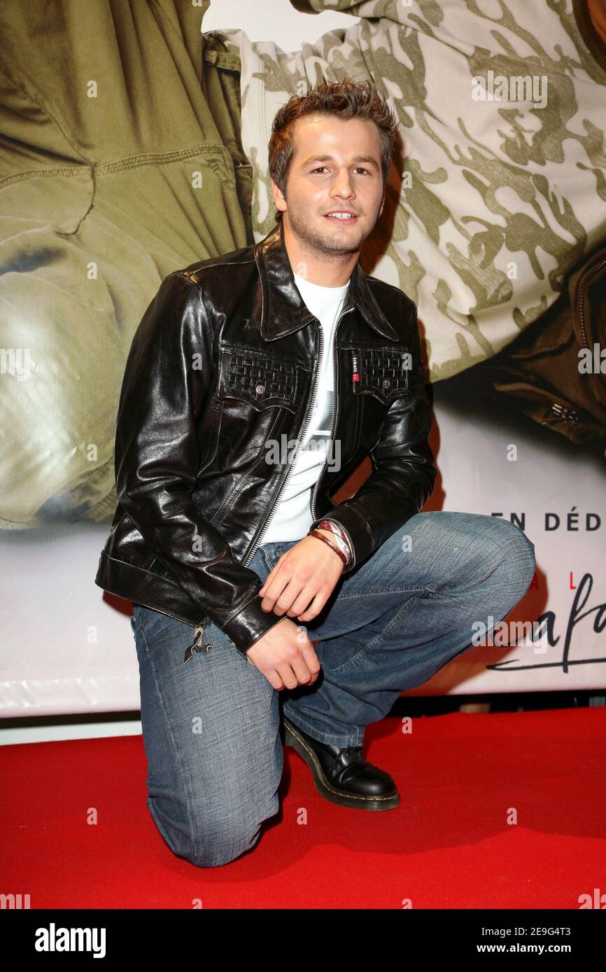 French singer Jeremy Amelin promotes the clothes 'Schott' at Galeries ...