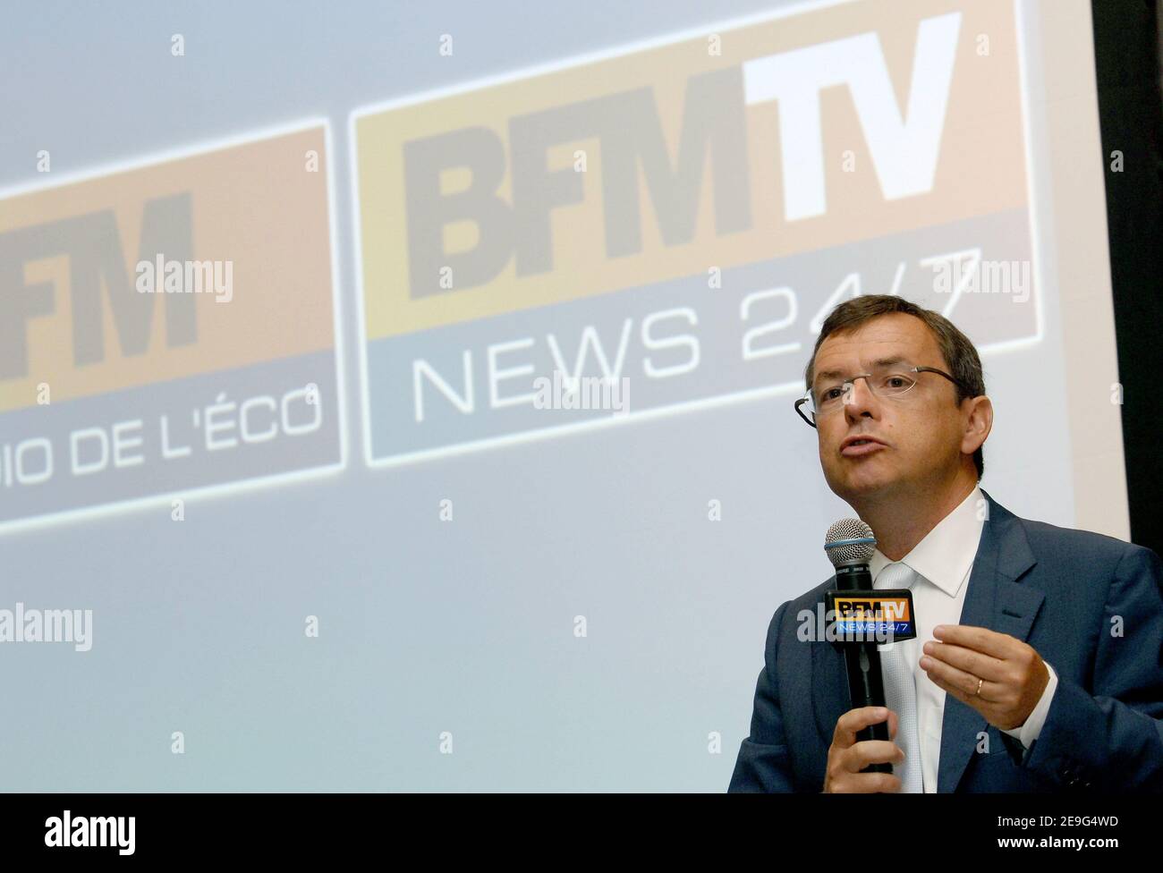 French TV channel BFM CEO Alain Weill gives a press conference in Paris ...