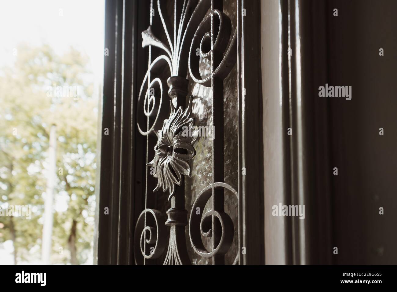 a floral design on the entrance door Stock Photo - Alamy
